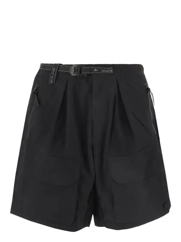 AND WANDER Pleated Bermuda Shorts - Black