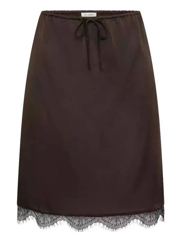 ST. AGNI Lace Trim Skirt - Brown