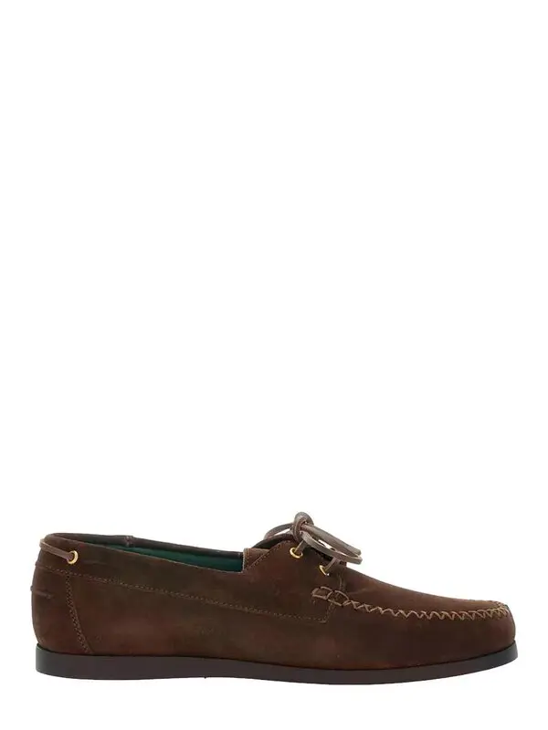 VINNY'S Lace-up Round-toe Loafers - Brown