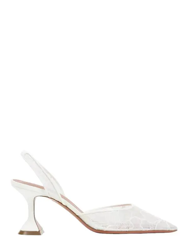 Amina Muaddi Lace Slingback Pumps - White