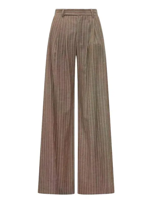 LE SULLY STUDIO Pinstripe Pleated Trousers - Brown