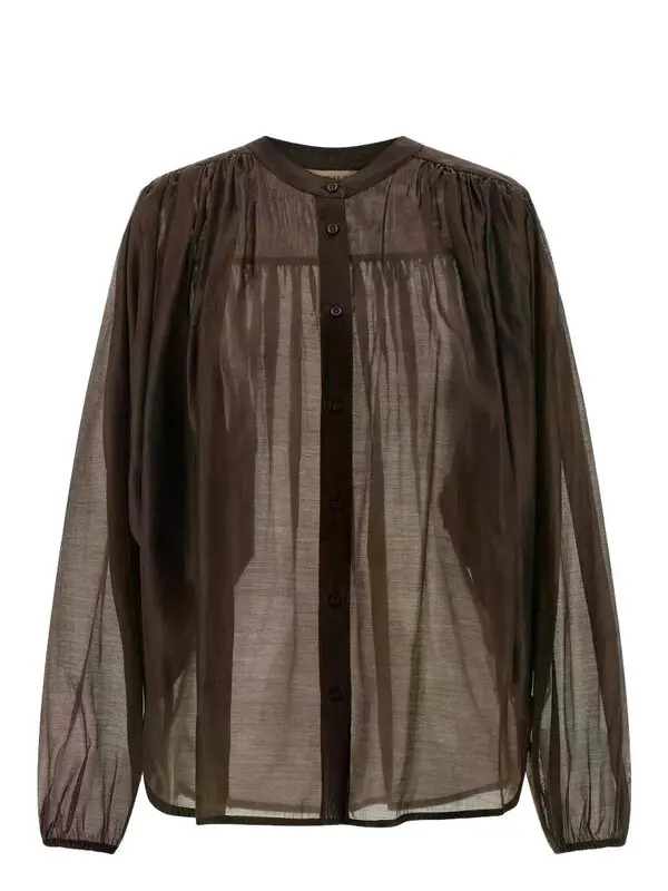TWINSET Semi-transparent Puff-sleeve Shirt - Brown