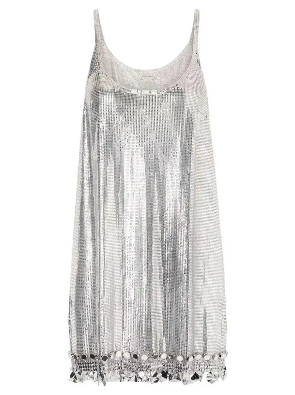 Rabanne Bead-embellished Chainmail Mini Dress - Silver