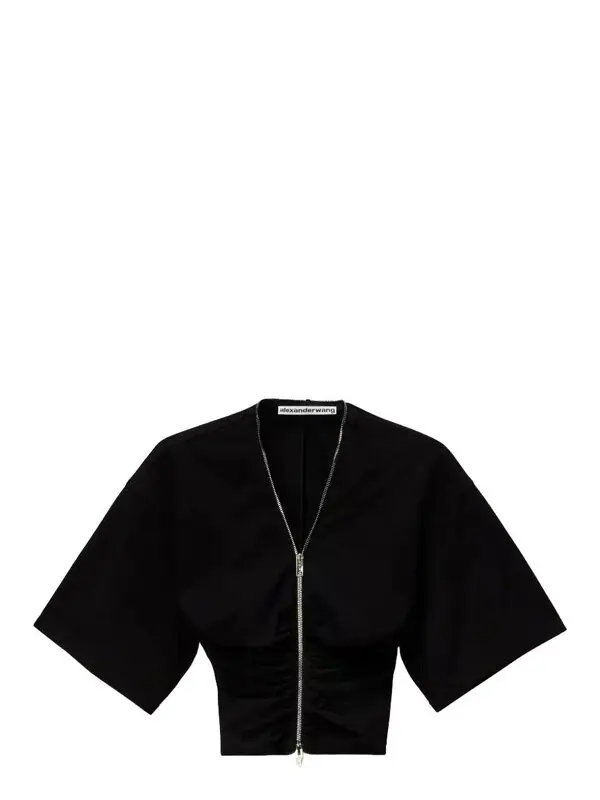 Alexander Wang Zip-up Ruched Top - Black