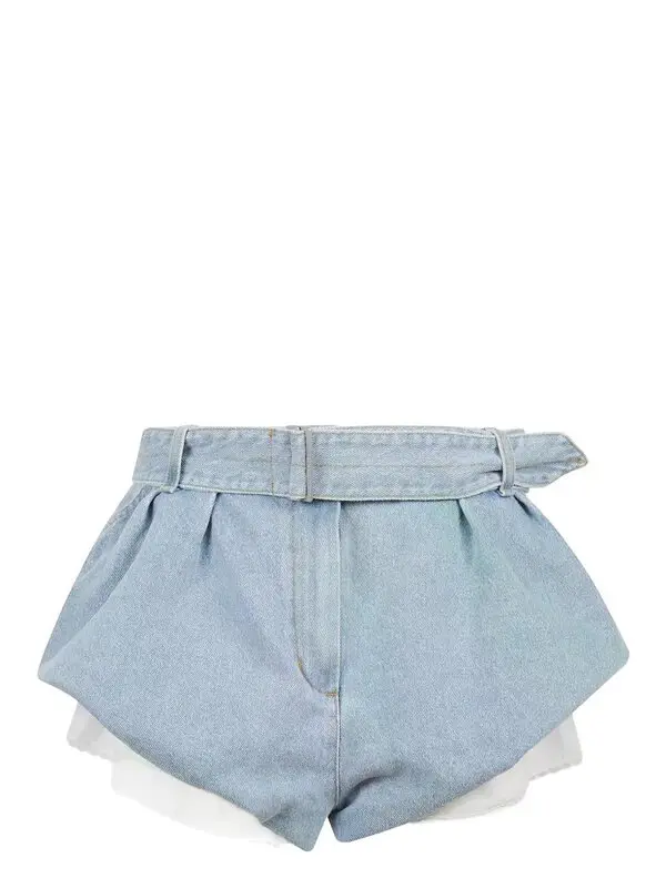 Magda Butrym Belted Denim Mini Shorts - Blue