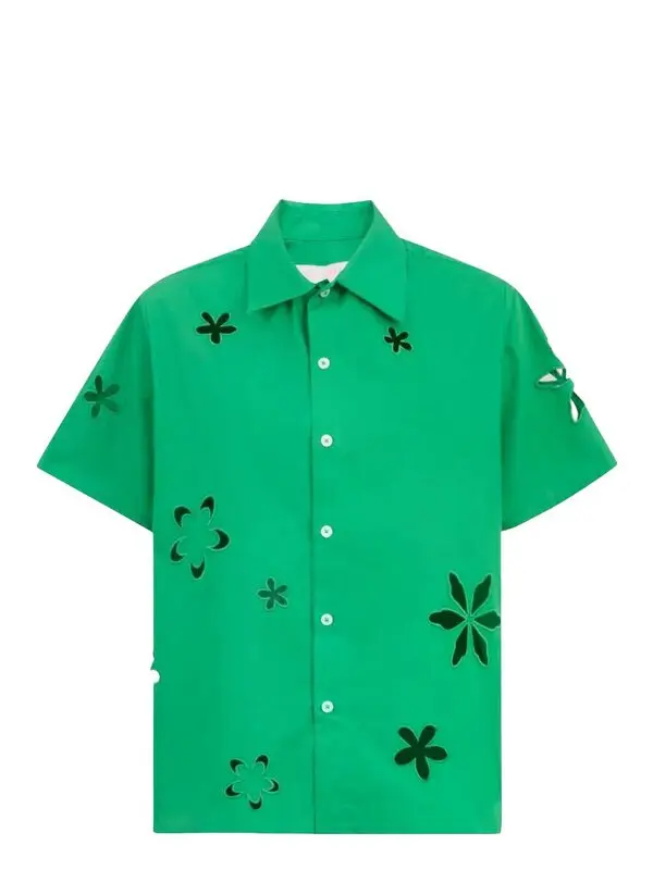 Mira Mikati Cut-out Floral Shirt - Green