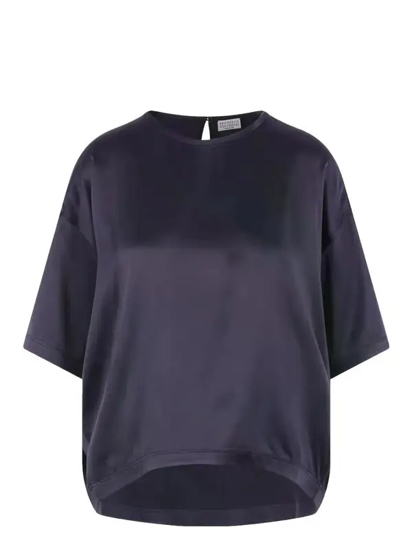 Brunello Cucinelli Silk-satin Blouse - Blue
