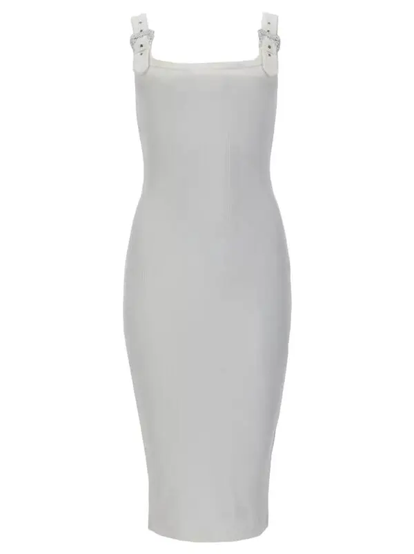 Versace Buckle Strap Midi Dress - White
