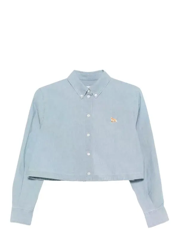 Maison Kitsuné Embroidered Cropped Shirt - Blue