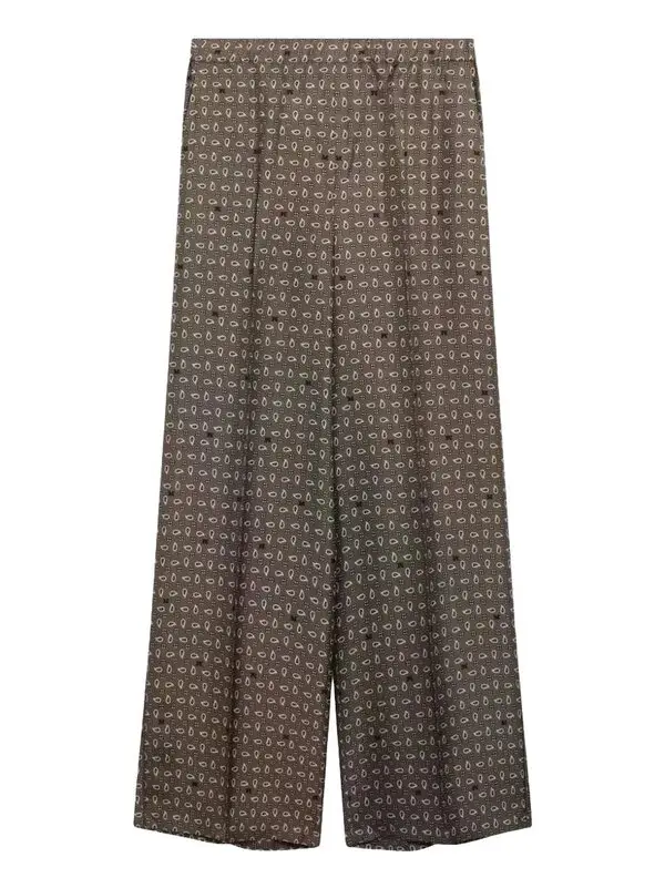 Max Mara Printed Silk Trousers - Brown