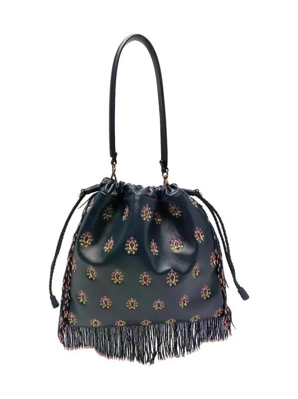 Etro Medium Kalispera Beaded Bucket Bag - Blue