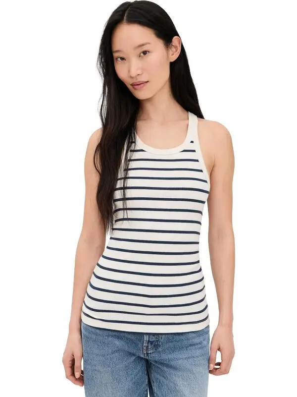 Faherty Brand Surfside Ribbed Tank - Salt Air Stripe