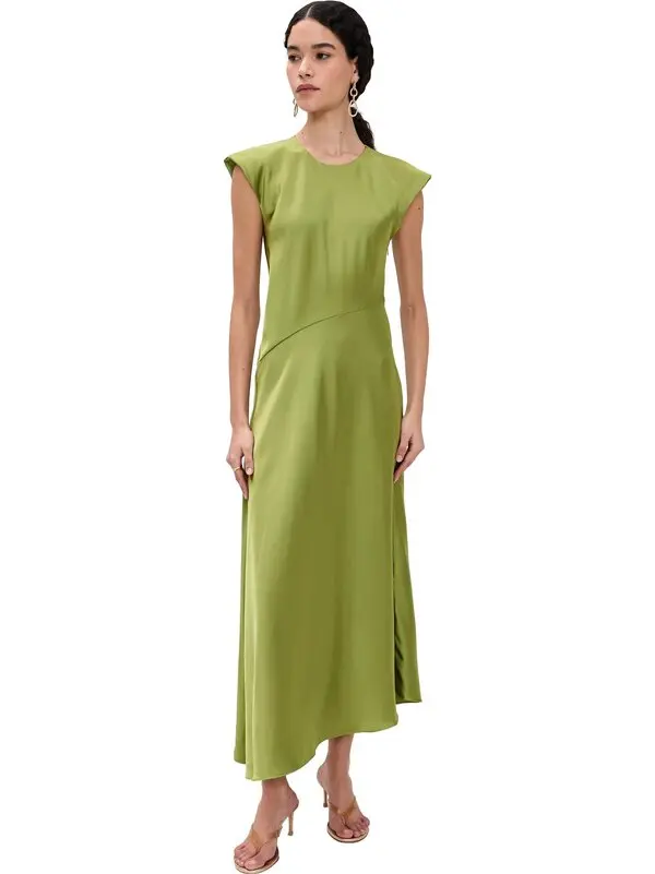 Tanya Taylor Violeta Satin Maxi Dress - Asparagus