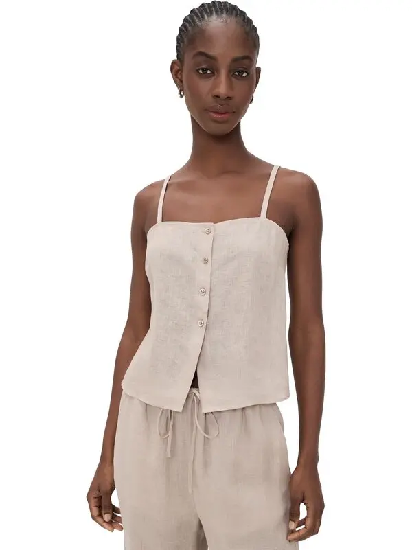 FRAME The Linen Button Cami - Flax