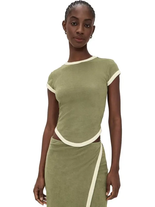 THE LINE BY K Lavi Terry Tee - Khaki Green
