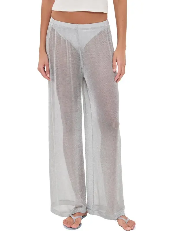 Staud Ali Metallic Pants - Silver