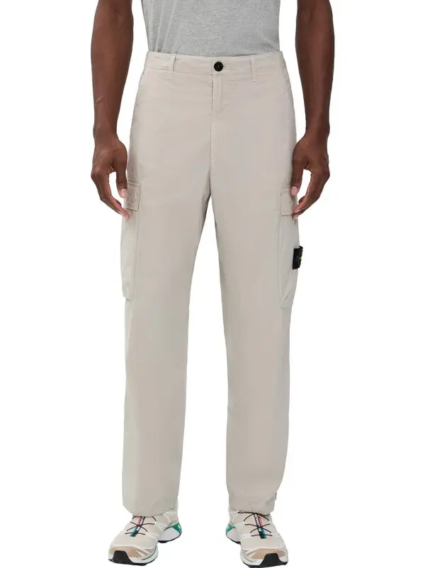 Stone Island Stretch Cotton Cargo Trousers - Pearl Grey