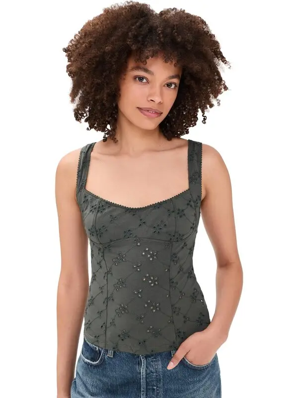 Free People Eyelet Camisole - Hunter