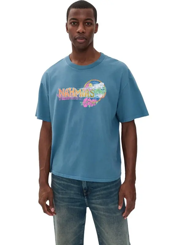 NAHMIAS Point Break Boxy Tee - Steel Blue Jersey