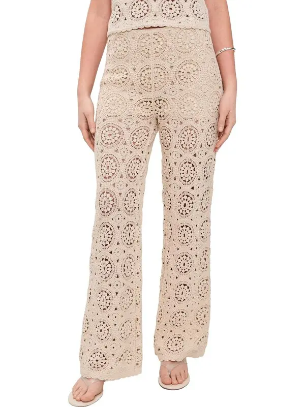 FRAME Crochet Wide Leg Pants - Cream