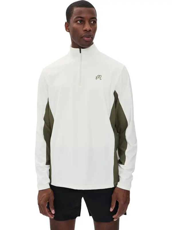 MALBON Santiago Mid Layer Quarter Zip - Cream/olivine
