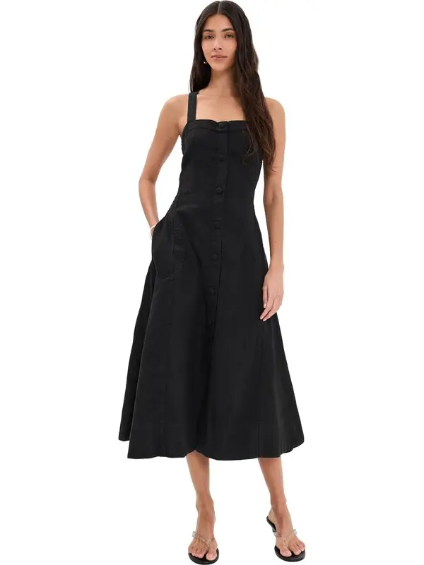 DL1961 Danika Midi Dress - Black Linen
