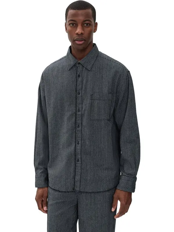 THE ELDER STATESMAN Summer Weave Pocket Shirt - Twilight Chevron