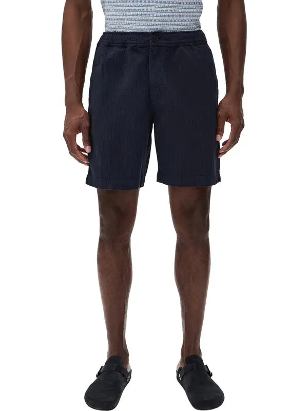 WAX LONDON Cotton Linen Slubbed Crepe Shorts - Navy