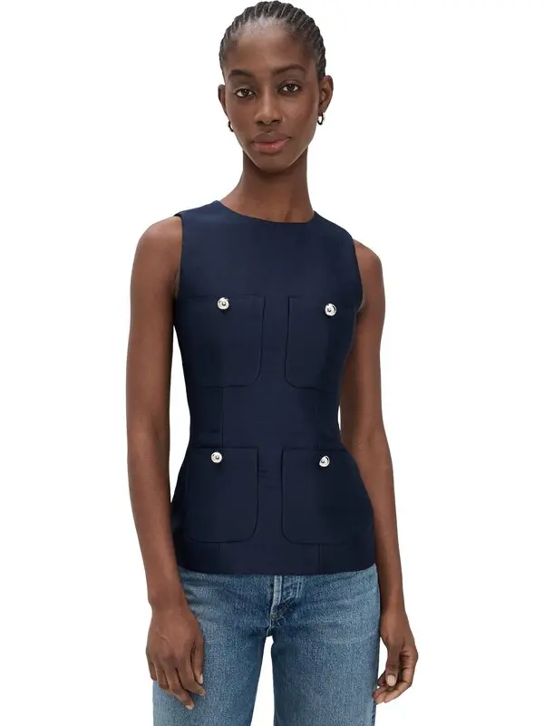ALIGNE Sleeveless Top With Patch Pockets - Navy