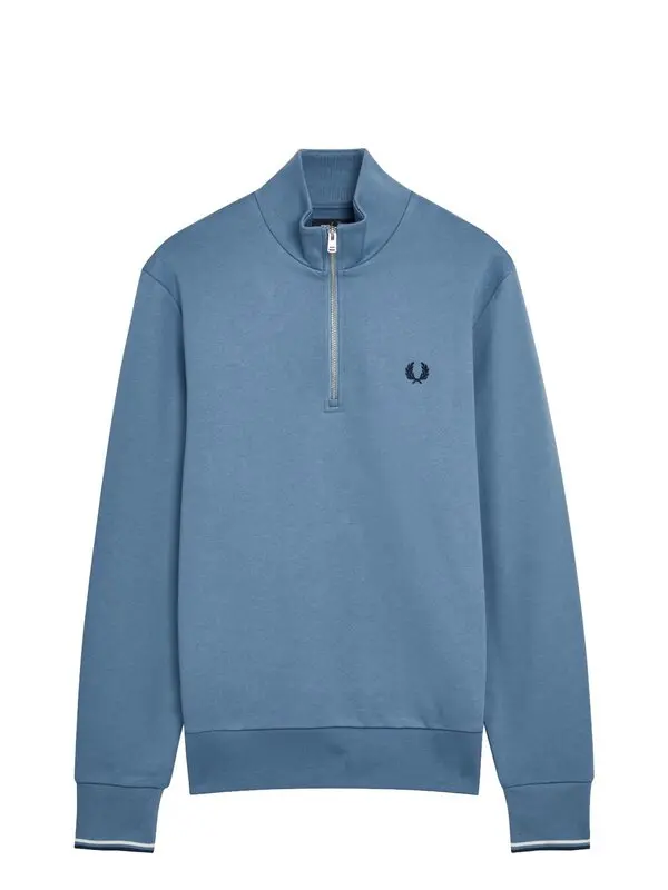 Fred Perry Cotton Half-zip Sweatshirt - Blue
