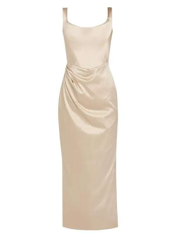 VIVIENNE WESTWOOD Suzie Corset Satin Midi Dress - Sand