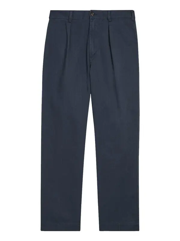 DRAKE'S Herringbone Tapered-leg Trousers - Navy