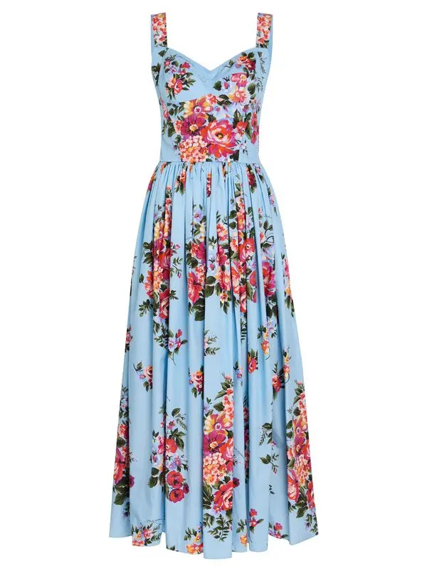Dolce & Gabbana Floral-print Cotton-poplin Maxi Dress - Multicoloured 1