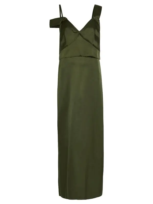 TOTEME V-neck Satin Slip Midi Dress - Green