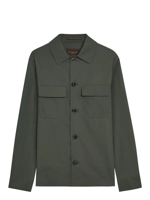 SLOWEAR Cotton Overshirt - Dark Green