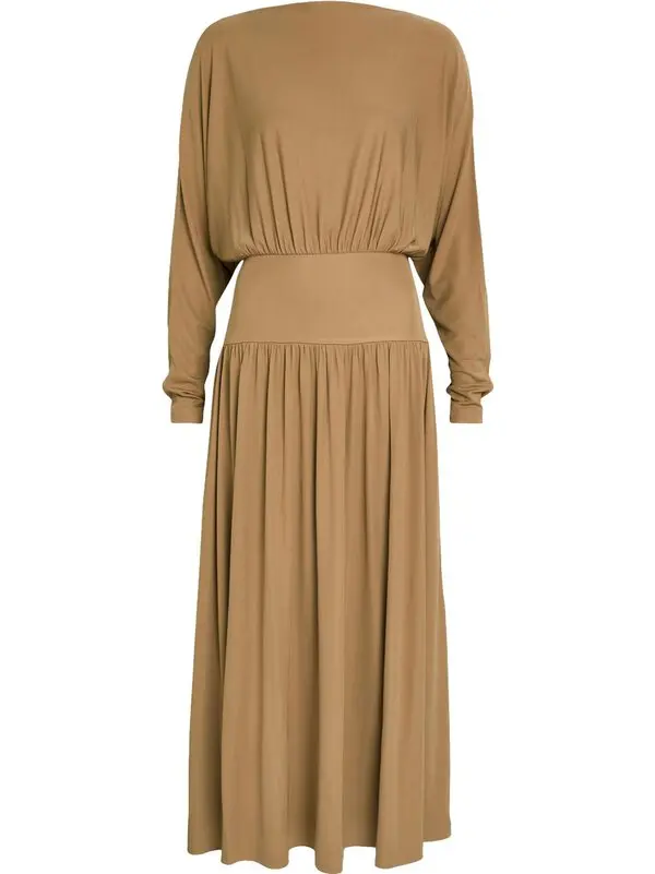 TOTEME Gathered Crepe-jersey Midi Dress - Caramel