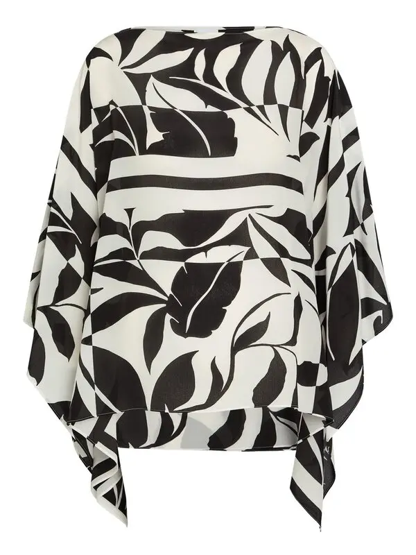 Max Mara Printed Silk-chiffon Cover-up Blouse - Black