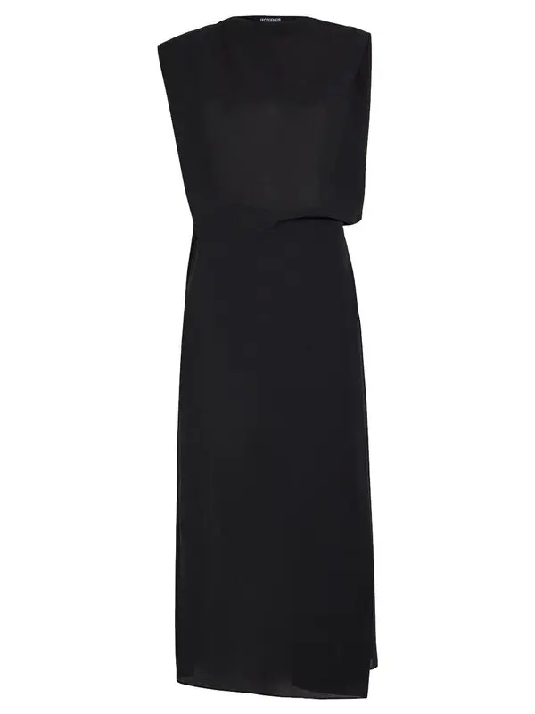 Jacquemus Draped Cotton-blend Midi Dress - Black