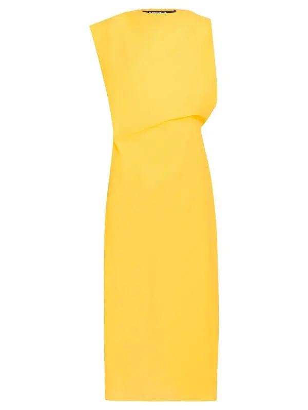 Jacquemus Draped Cotton-blend Midi Dress - Yellow