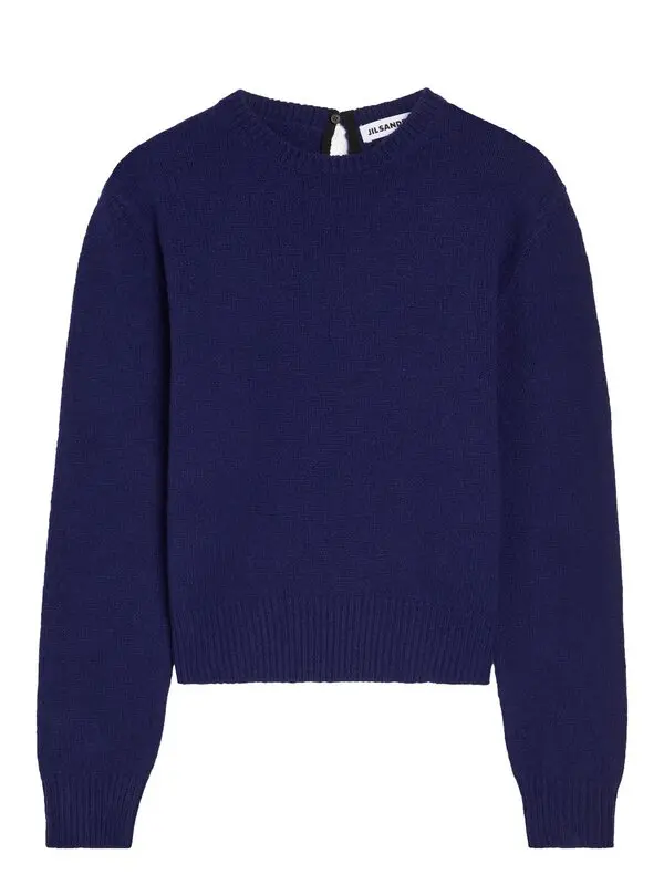 JIL SANDER 3/4 Sleeve Wool-blend Jumper - Blue