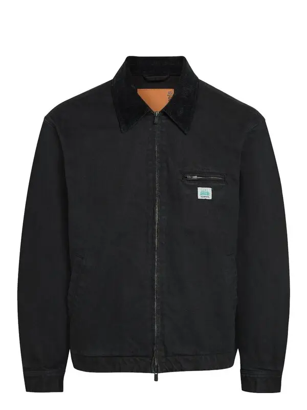 VOWELS Corduroy-trimmed Denim Jacket - Black