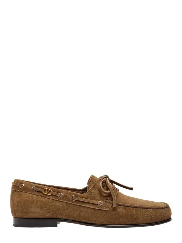 Valentino Garavani Vlogo Suede Loafers - Brown