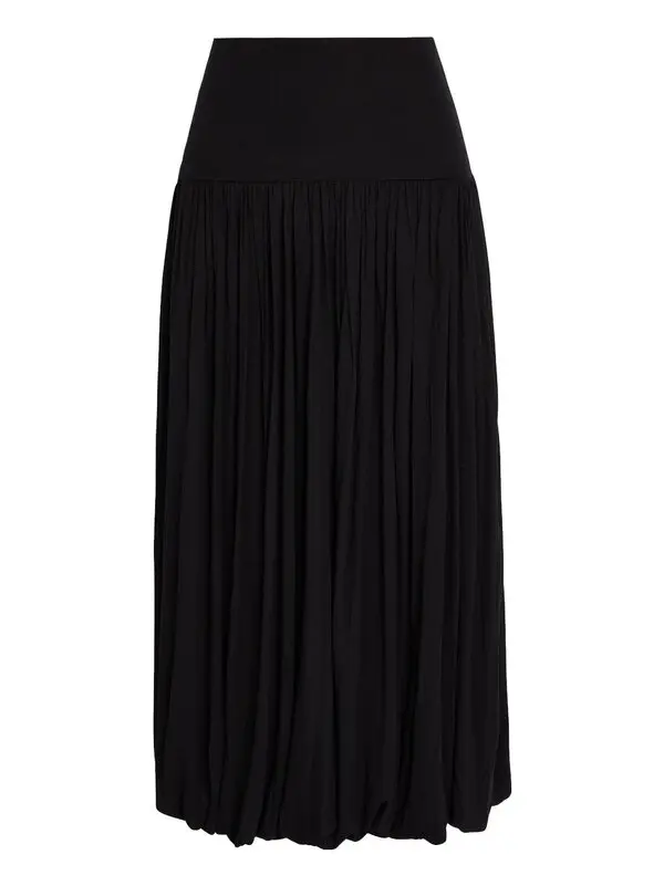 TOTEME Gathered Crepe-jersey Midi Skirt - Black