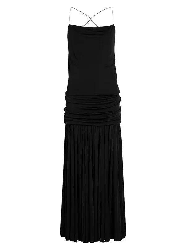 Jacquemus La Robe Abiha Draped Jersey Maxi Dress - Black