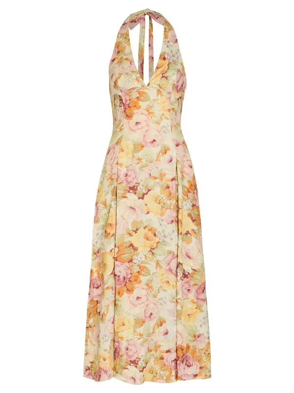 Faithfull The Brand Floral-print Linen Midi Dress - Multicoloured