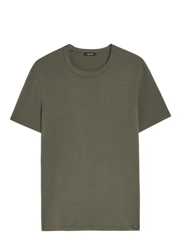 TOM FORD Logo-appliquéd Stretch-cotton T-shirt - Olive