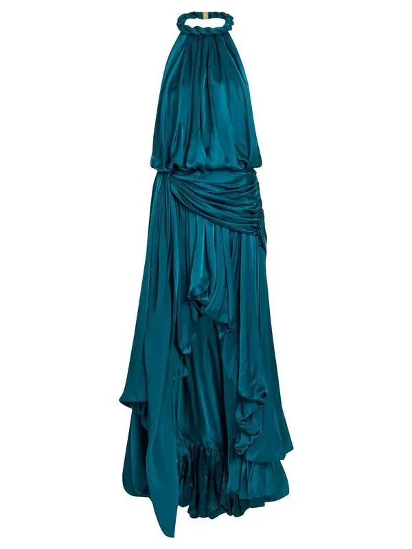 Zimmermann Alchemy Halterneck Satin Maxi Dress - Blue