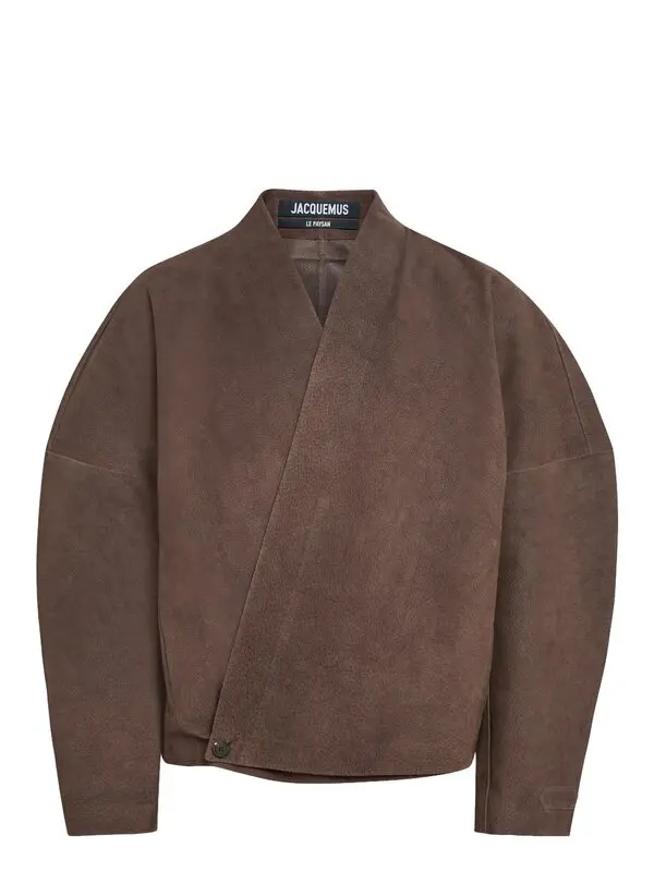 Jacquemus Le Blouson Berger Wrapped Nubuck Jacket - Dark Brown