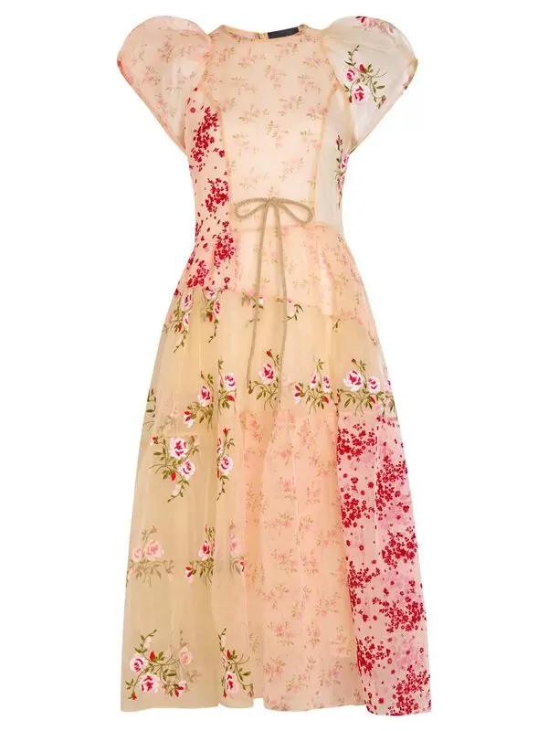 Simone Rocha Patchwork Floral Tulle Midi Dress - Multicoloured 1