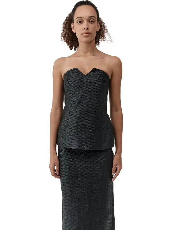 ST. AGNI Woven Leather Strapless Bodice - Black